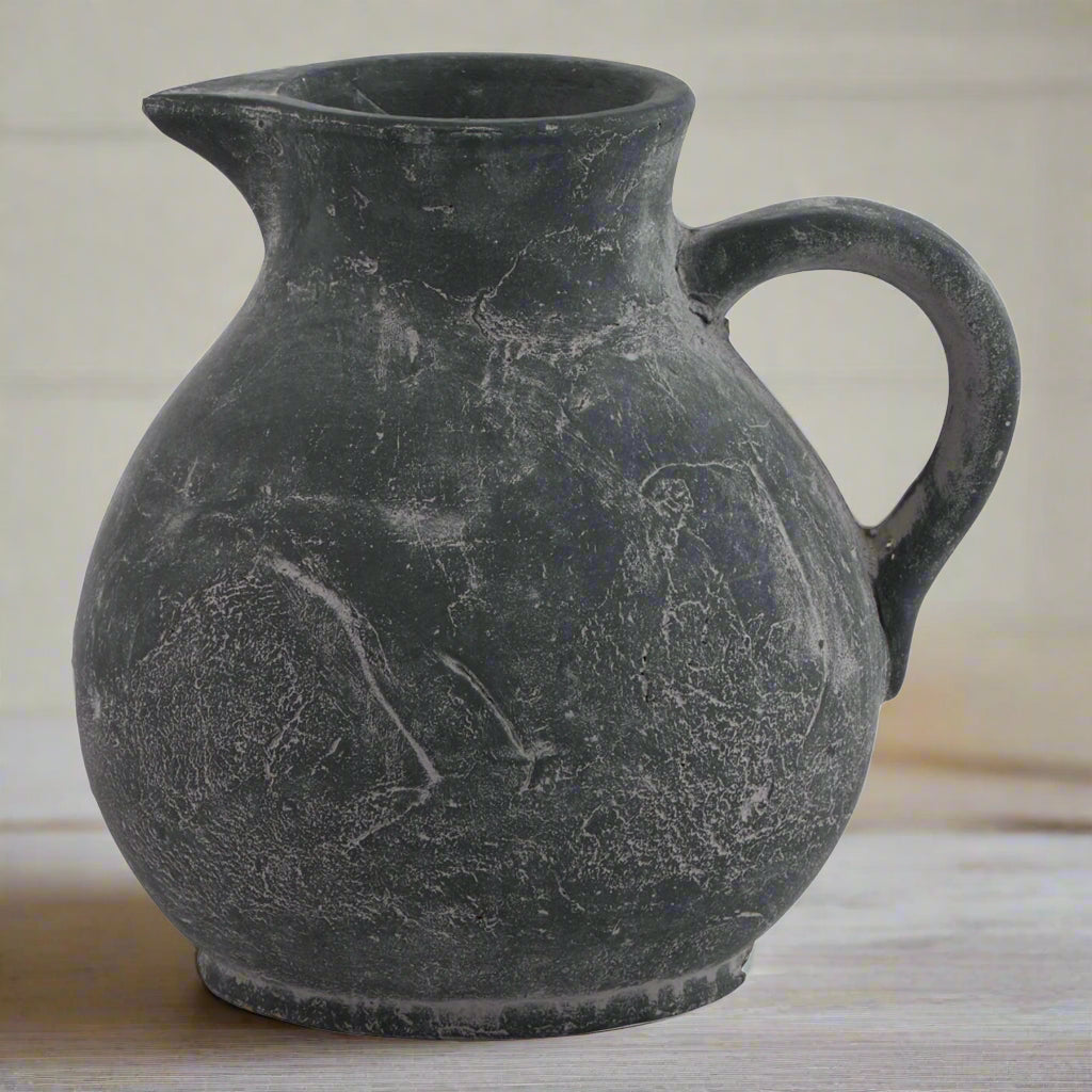 Amalfi Rustic Ceramic Grey Jug | Mediterranean Style – Green & Gable